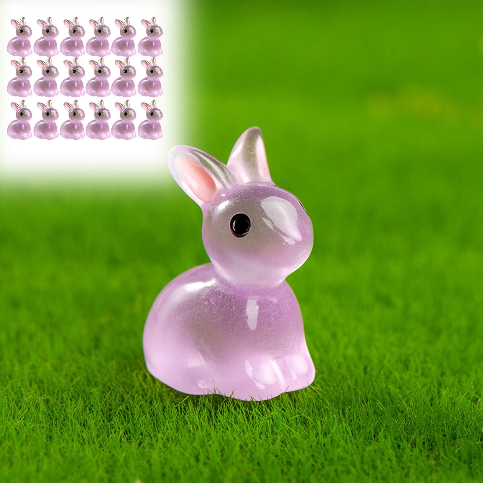 HEMNJUM 14 PCS Luminous Mini Resin Bunny Plastic Rabbits Glowing In The ...