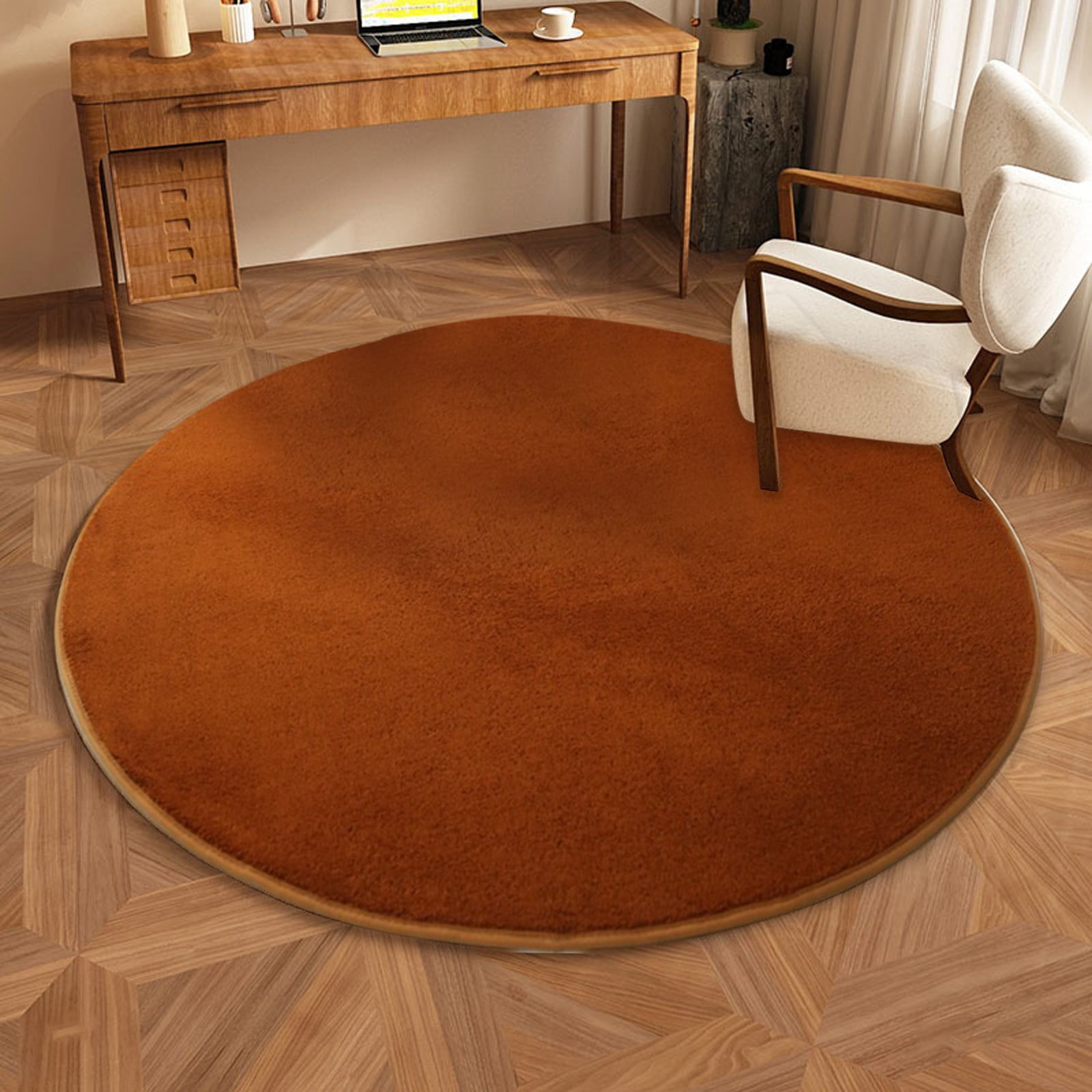 HEMNJUM Black Carpet Round Rugs Thick Plush Carpet Mat Computer Swivel ...