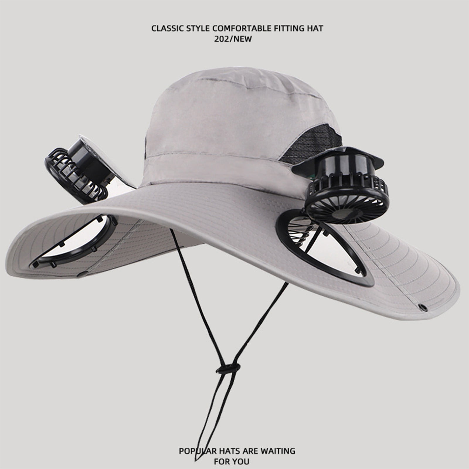HEMNJUM Outdoor Wide Solar Fan Sun Hat For Men And Women With 2 Fans ...