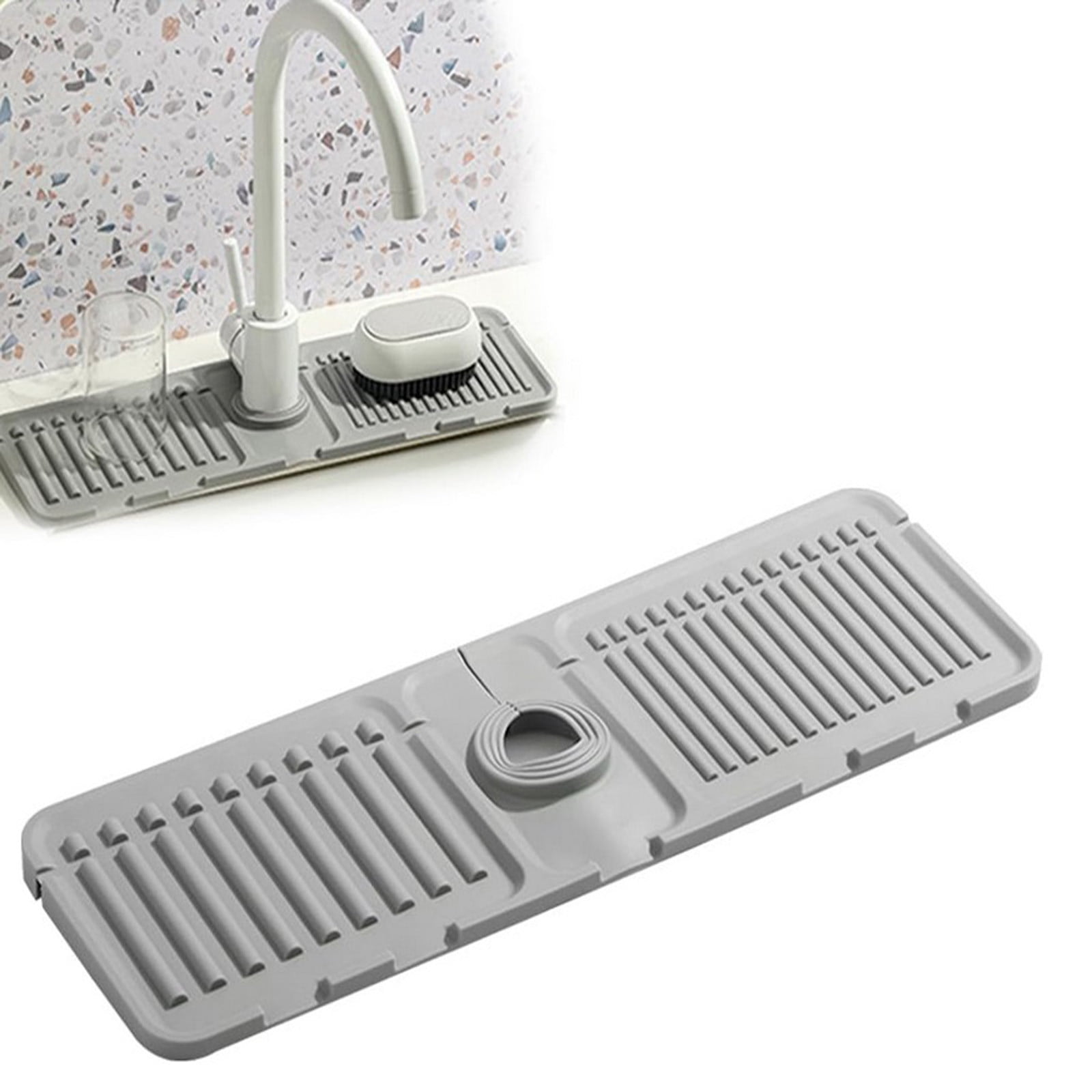 HEMNJUM Drainage Mat Raised Ramp Sink Drainage Placemat Sink Gray ...