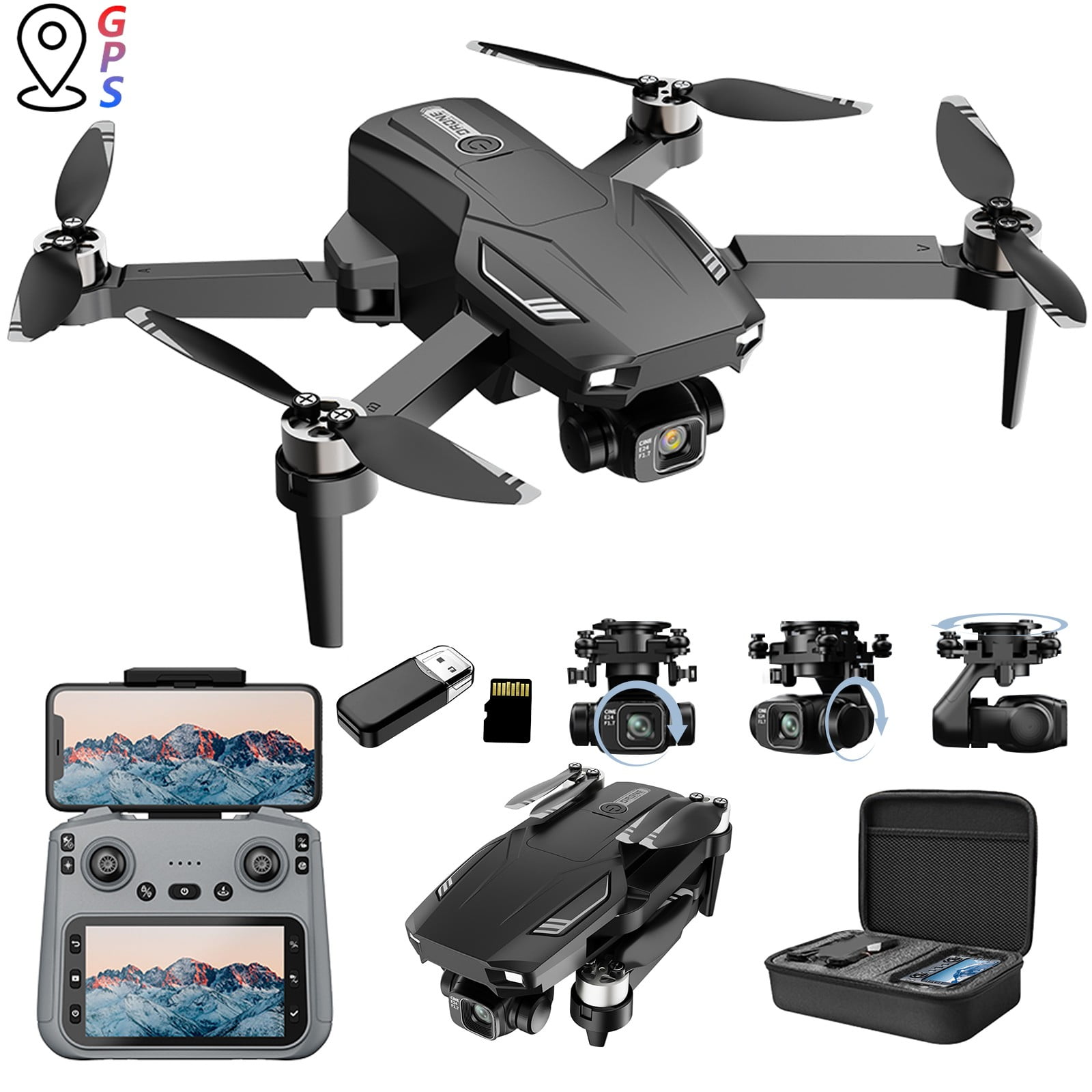 HEMNJUM Drone Without Obstacle Avoidance Gps+4.5-Inch Screen Remote ...