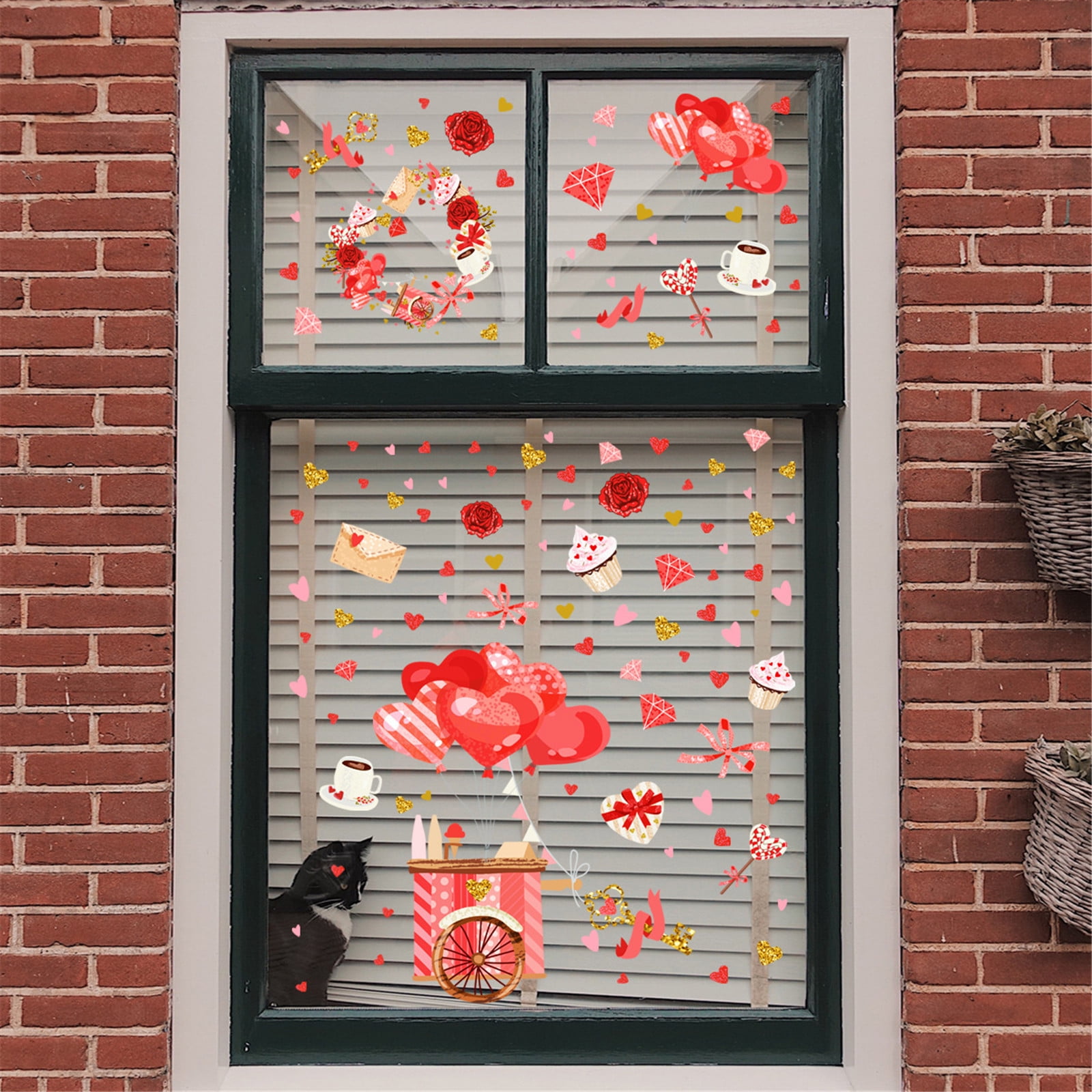 HEMNJUM Valentines Day Decor Window Cling, Valentine Stickers for Glass ...