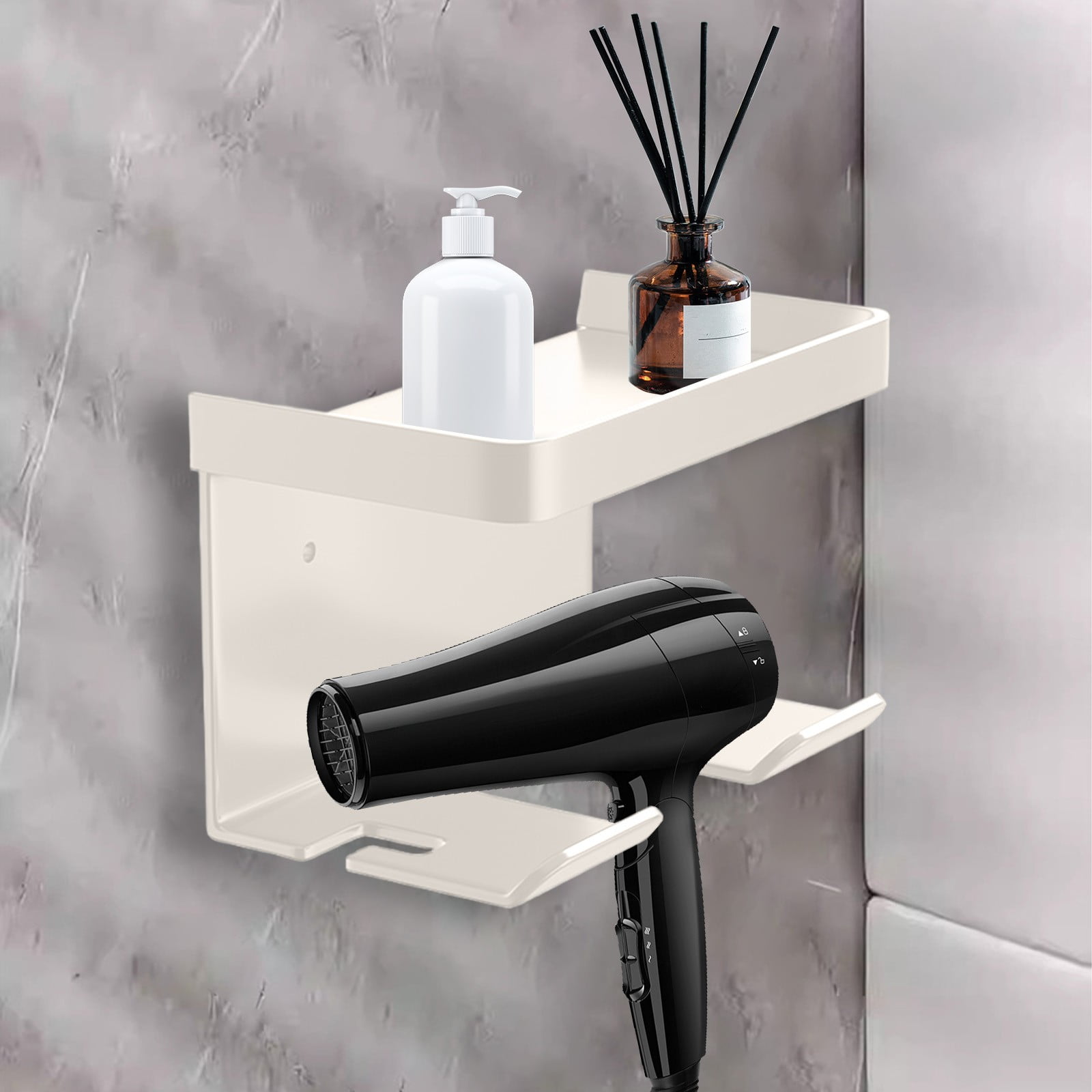HEMNJUM Wall Mounted Suction Cup Hair Dryer Storage Rack Non Perforated ...