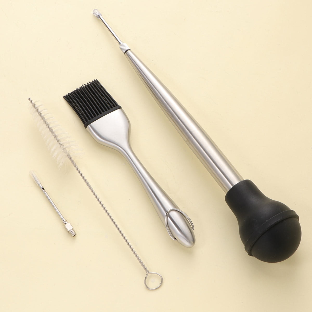 HEMOTON 1 Kit/4 Pcs Stainless Steel Turkey Baster Set Oil Brush Oil ...