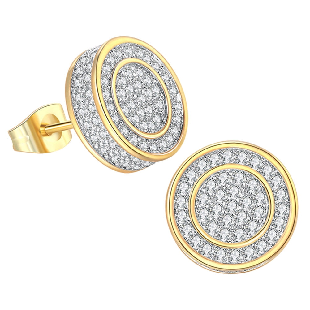 HEMOTON 1 Pair Hiphop Ear Round Earring Men Ear Decorative Earrings ...