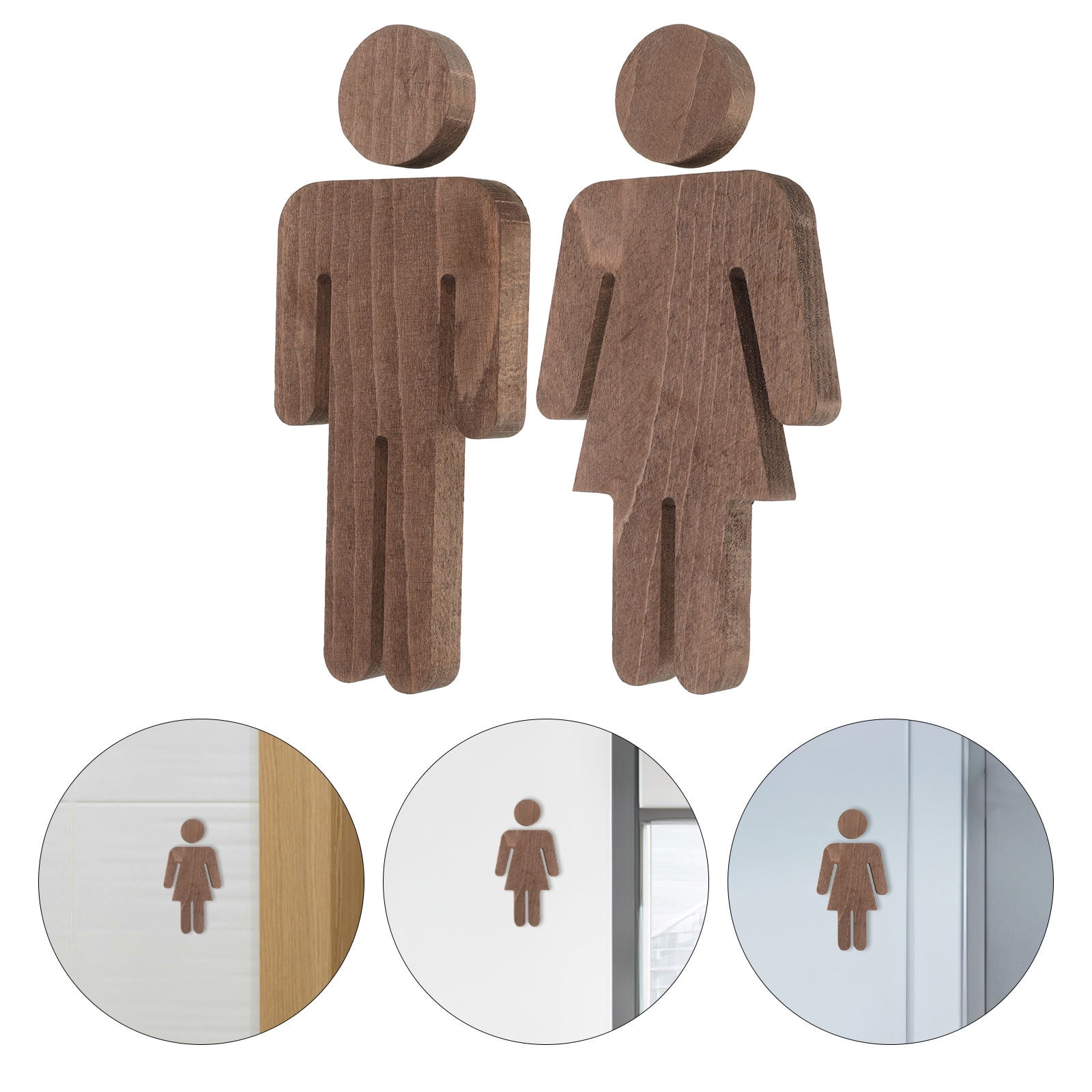 HEMOTON 1 Pair Restroom Door Sign Washroom Sign Modern Bathroom Sign ...
