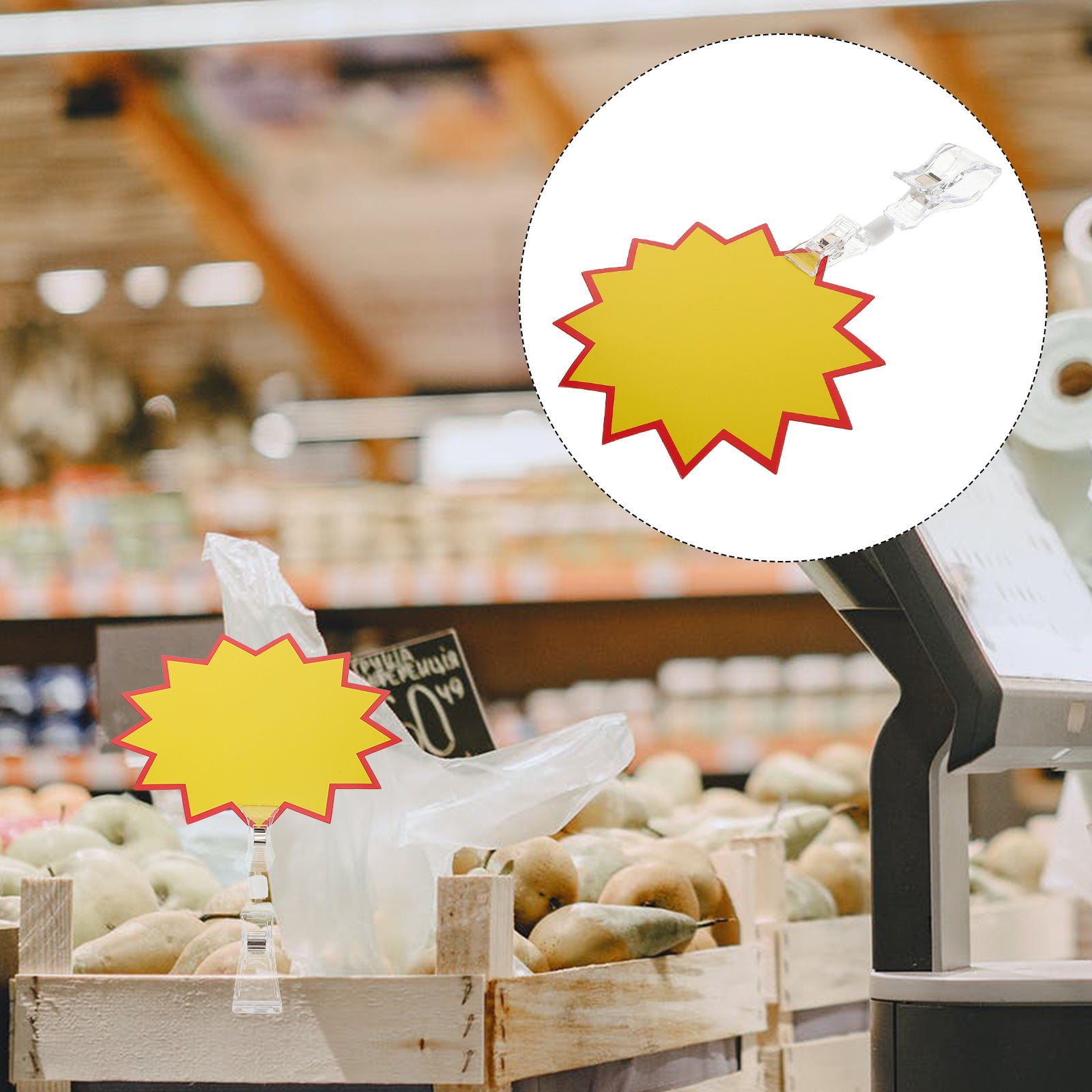 SOPOTUTU 1 Set 5 Clips 20 Tags Plastic Merchandise Sign Display Holder ...