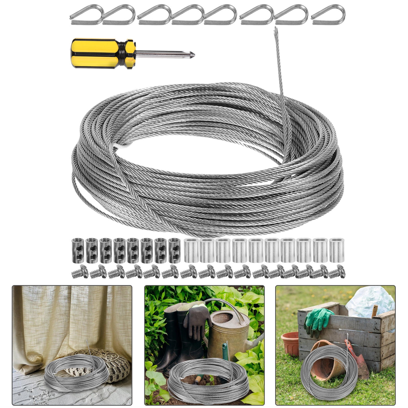 HEMOTON 1 Set Cable Railing Kit Wire Thimble Hanging Wire Rope Thimble ...