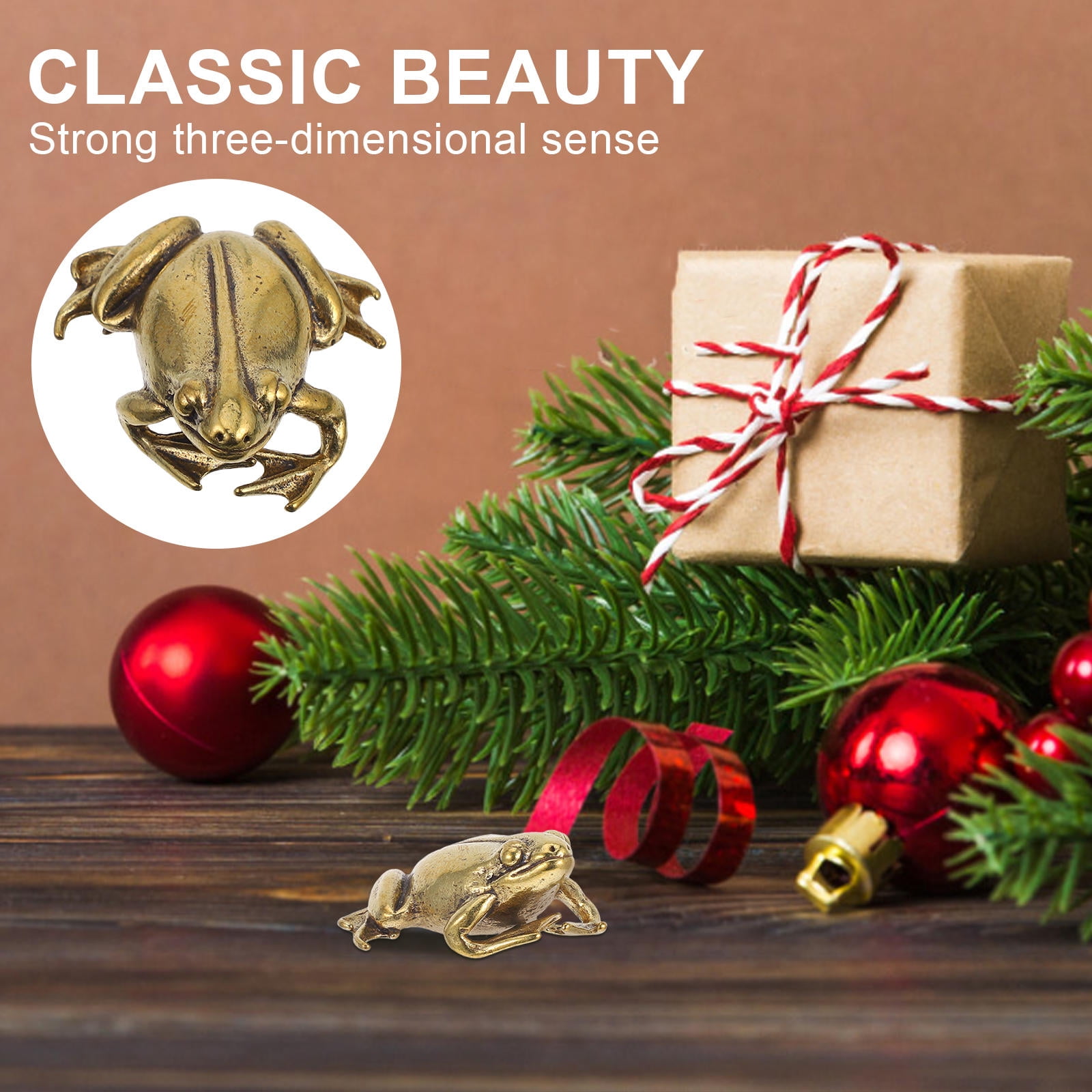 EXHUMKY Copper Frog Sculpture Hand-painted Lines Home 1 Set - Walmart.com