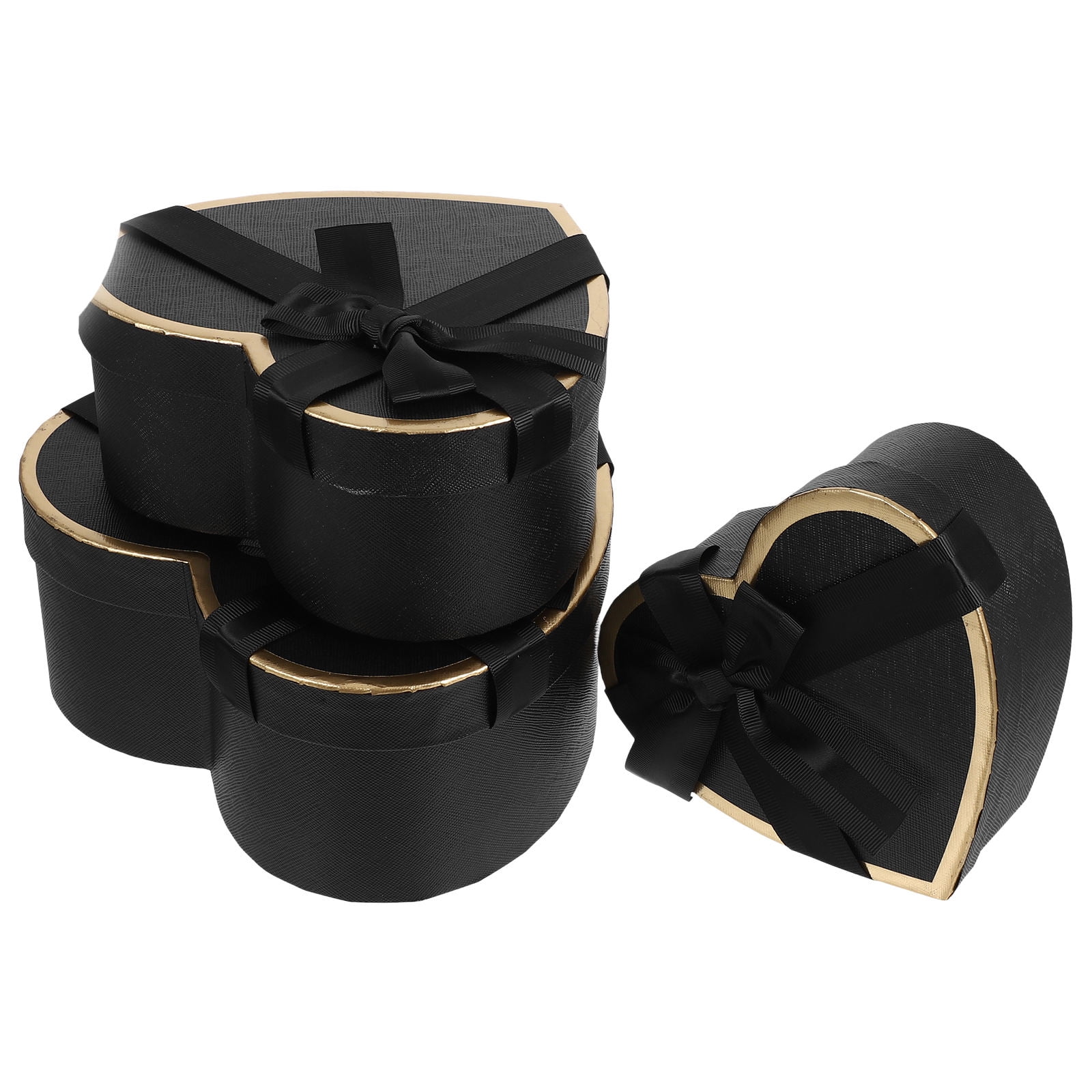 DEEPCRAFF Heart Shaped present Box Cardboard Black Flower Box 1 Set 8 ...