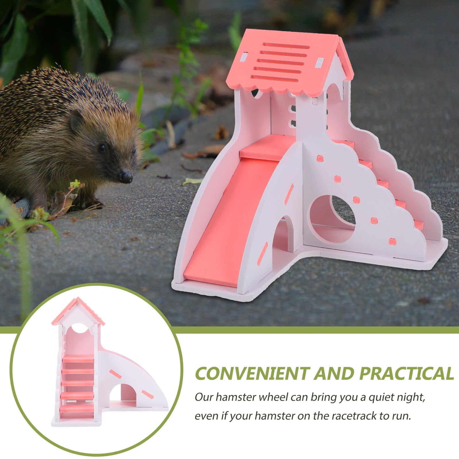 HEMOTON 1 Set Pink Hamster Hideout for Cage with Ladder and Mini House ...