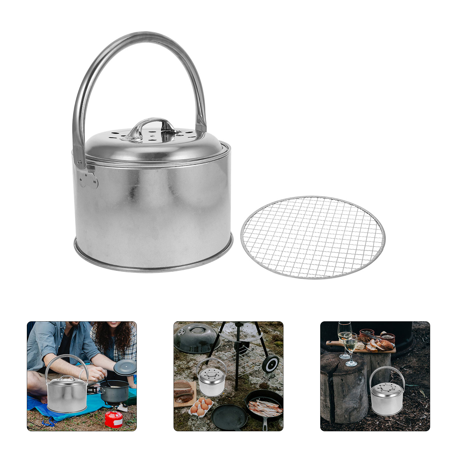 HEMOTON 1 Set Round Fire Pit Small Fire Pit For Patio Portable Barbecue ...