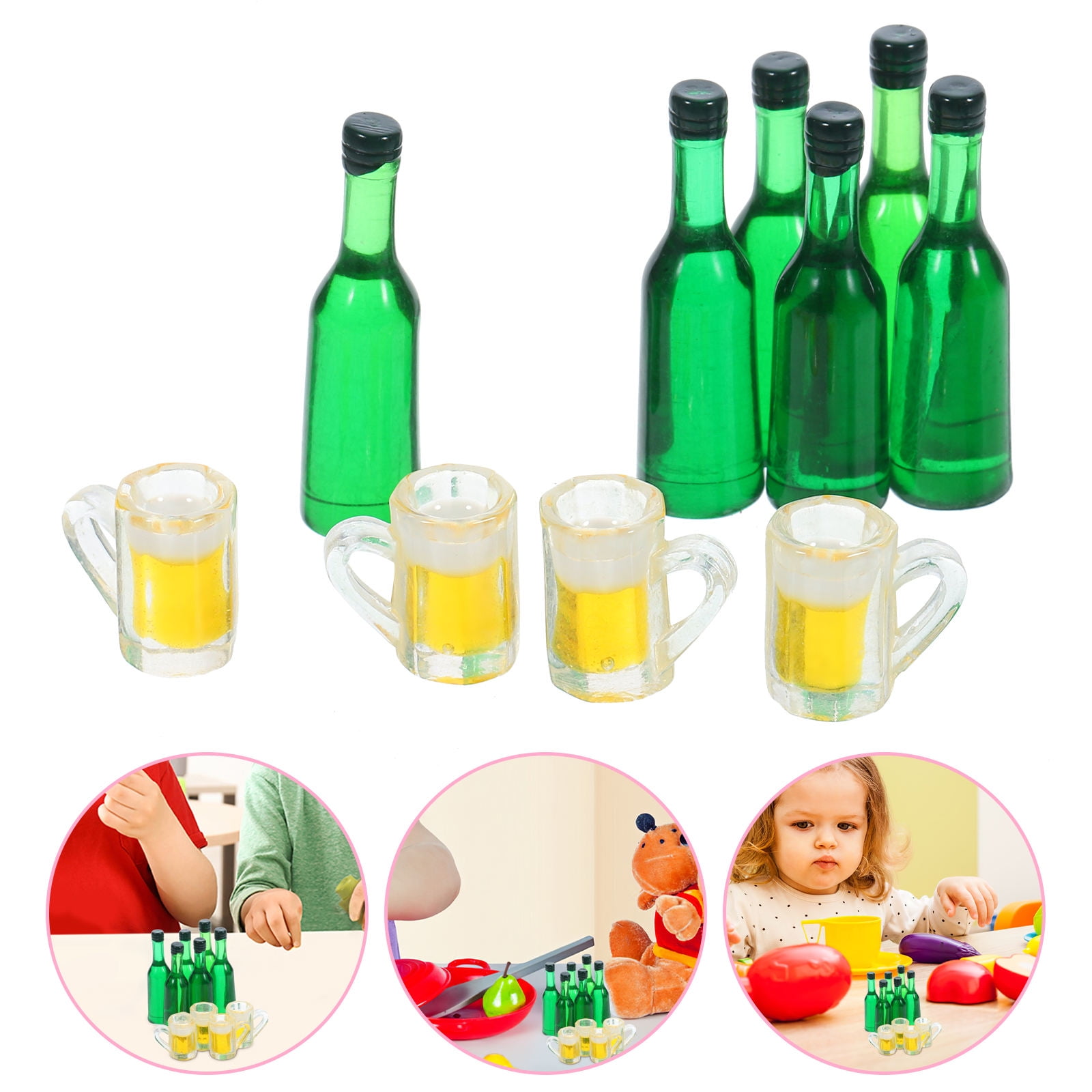 HEMOTON 1 Set of Miniature Cup With Beer Doll House Beer Bottles Prop ...
