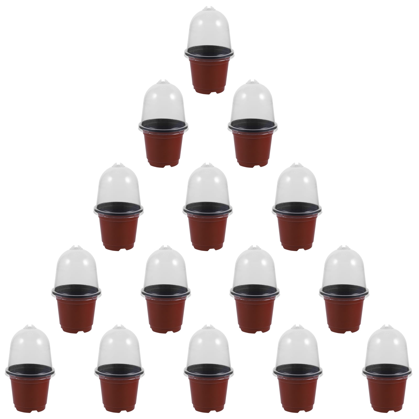 HEMOTON 10 Sets of Plant Nursery Pot with Humidity Dome Outdoor Plastic ...