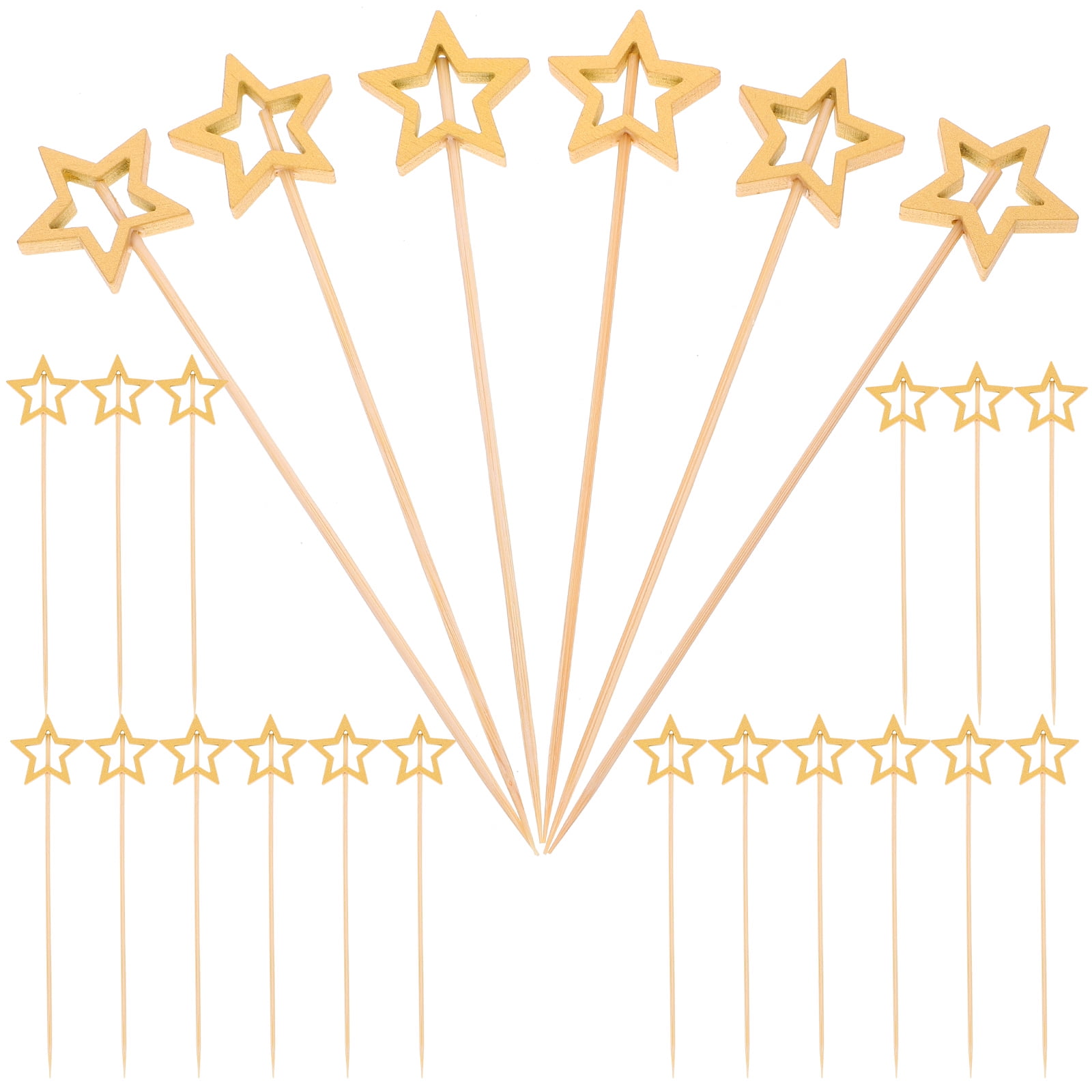 HEMOTON 100 Count Bamboo Cocktail Picks Party Food Forks Golden ...