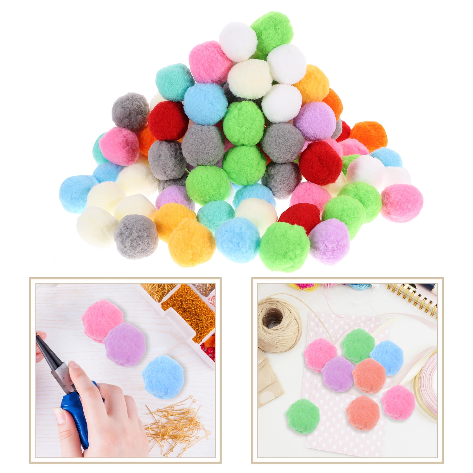 HEMOTON 100 Pcs DIY Clothes Prop Crafting Fluffy Balls Fur Colorful ...