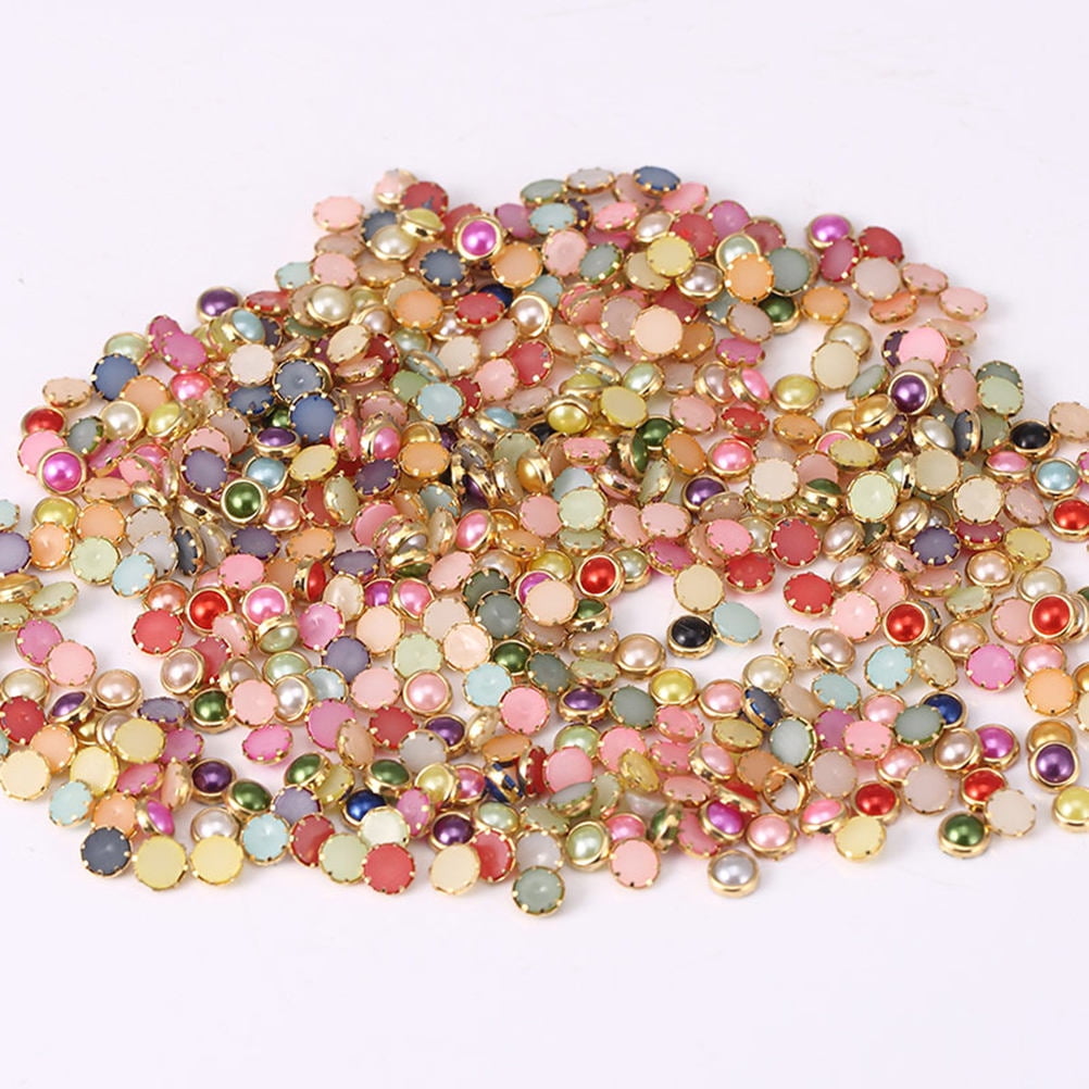 HEMOTON 1000pcs/pack Round Nail Art Rhinestones ABS Nail Decorations ...