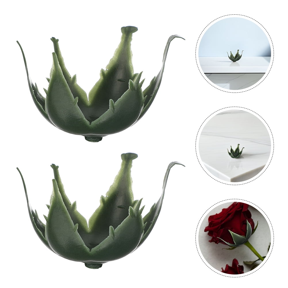 HEMOTON 100pcs Diy Rose Artificial Flower Sepals Realistic Fake Flower ...