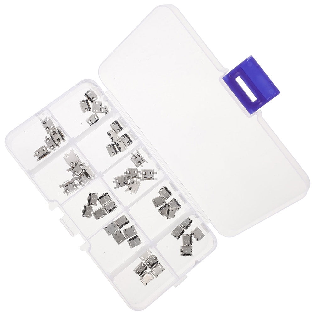HEMOTON 100pcs Micro Usb Female Sockets Kit 5-Pin Micro Usb Socket ...