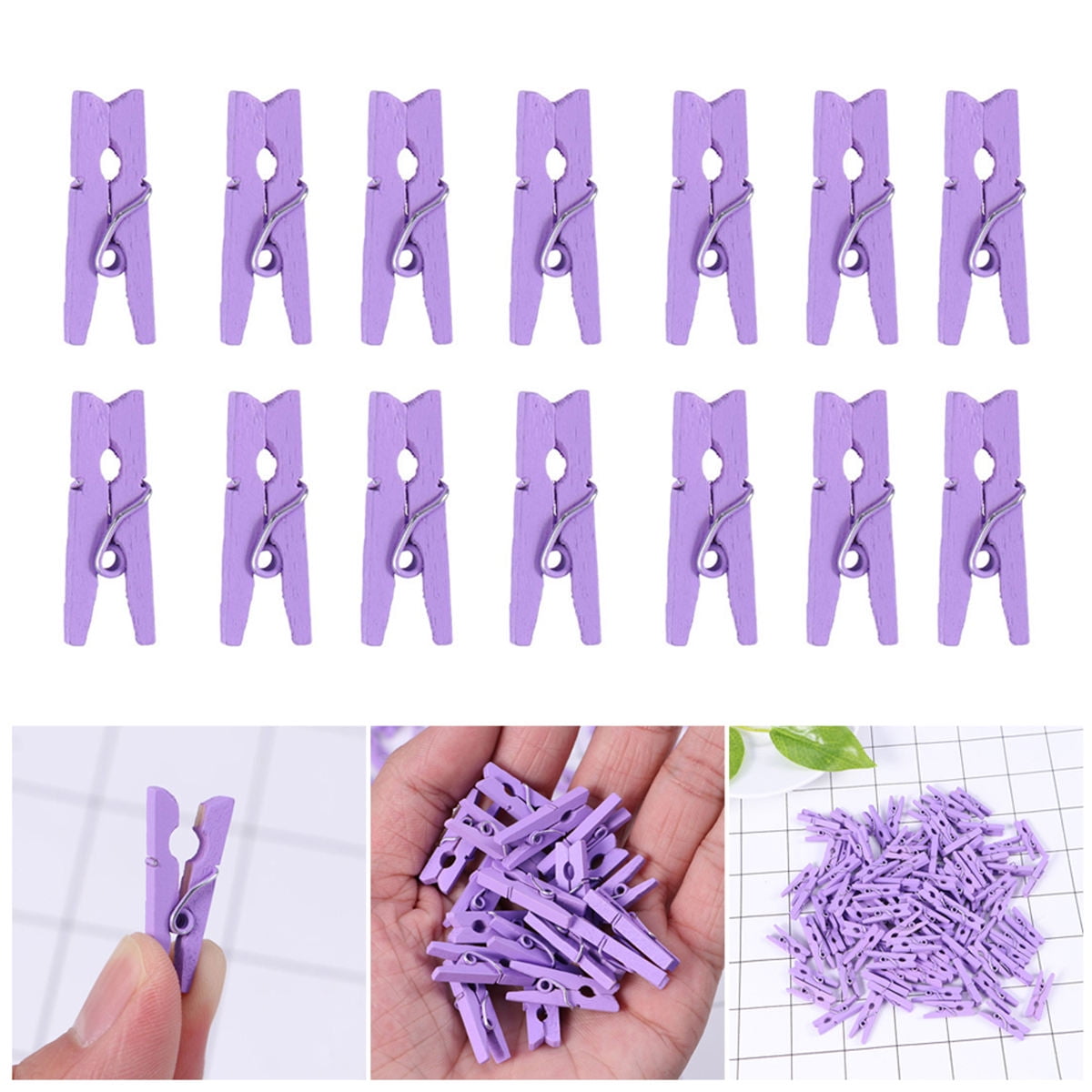 HEMOTON 100pcs Mini Natural Wooden Paper Clips Versatile Clothespin ...