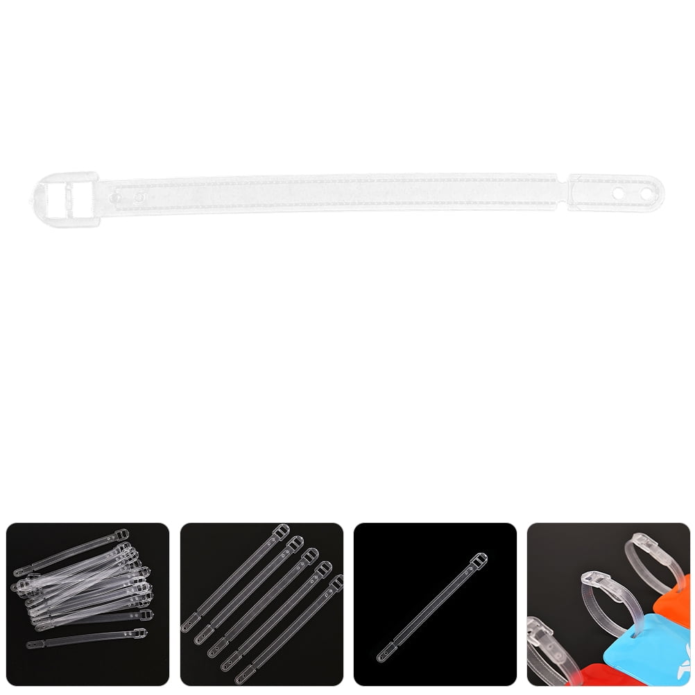HEMOTON 100pcs Plastic Luggage Name Tag Straps Transparent Worm Loops ...