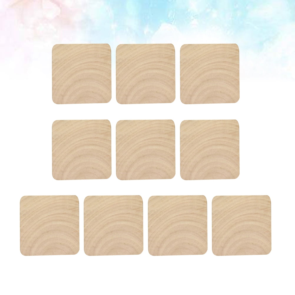 HEMOTON 10PCS 6x6x1.2cm Blank Wood Cube Square DIY Unfinished Blocks ...