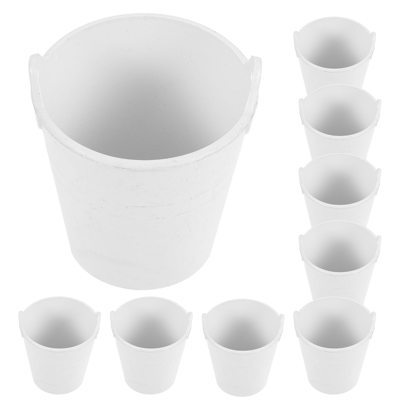HEMOTON 10Set White Mini Buckets for Art Protection and Storage Artists ...