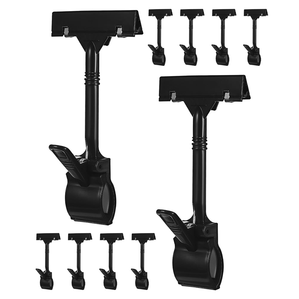 HEMOTON 10pcs Black Plastic Tag Holder Clips Adjustable Rotatable Sign ...