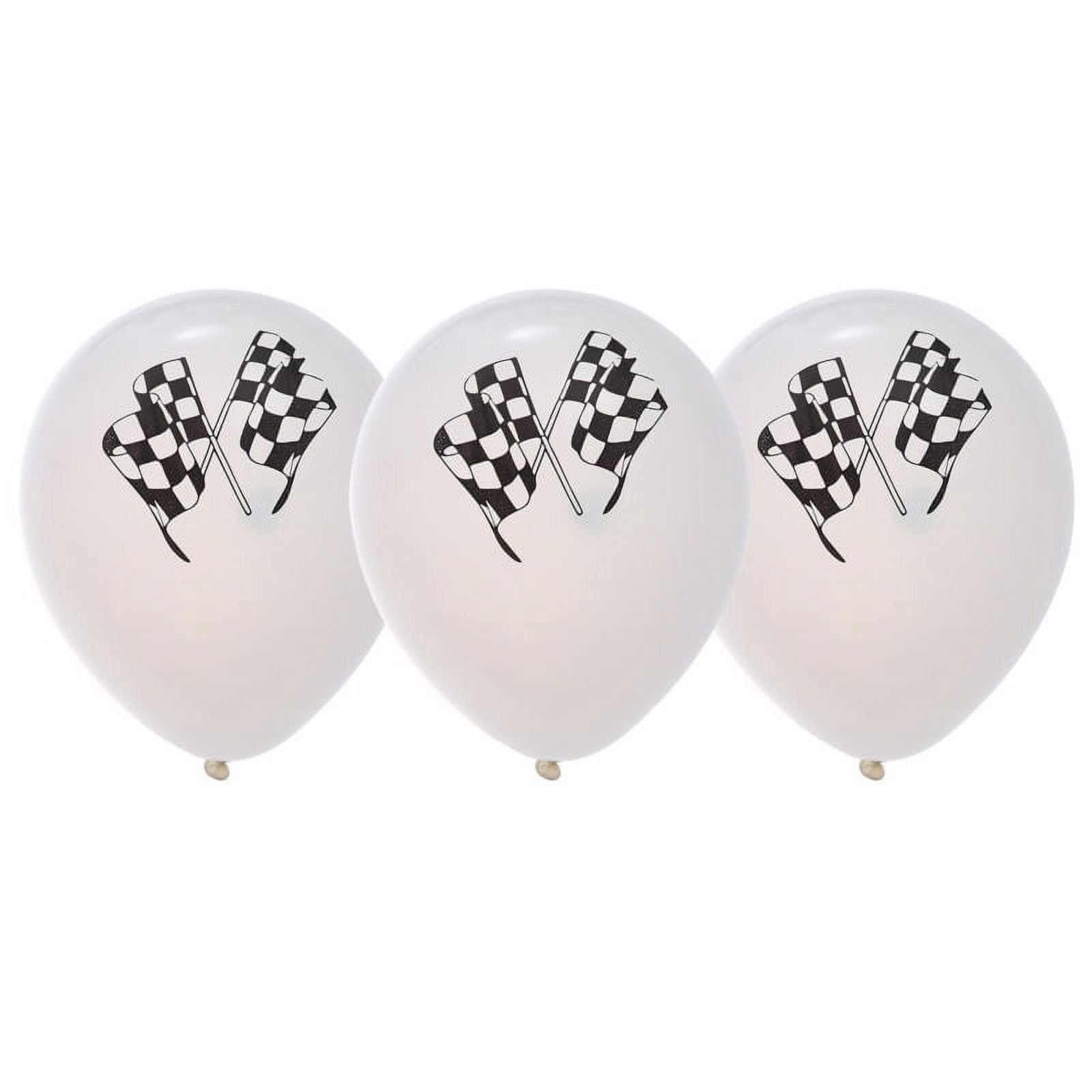 HEMOTON 10pcs Checkered Racing Flags Biodegradable Latex Balloons Party ...
