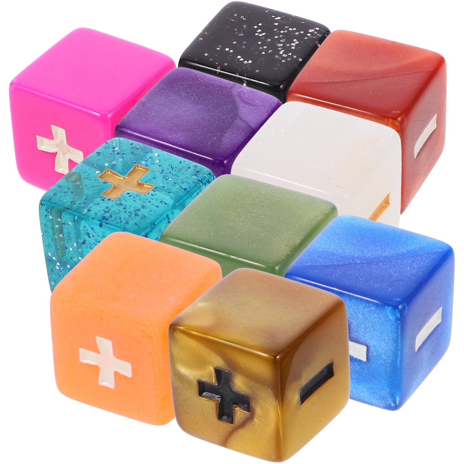 HEMOTON Assorted Color Acrylic Teaching Dice Set for Math Games 10pcs ...