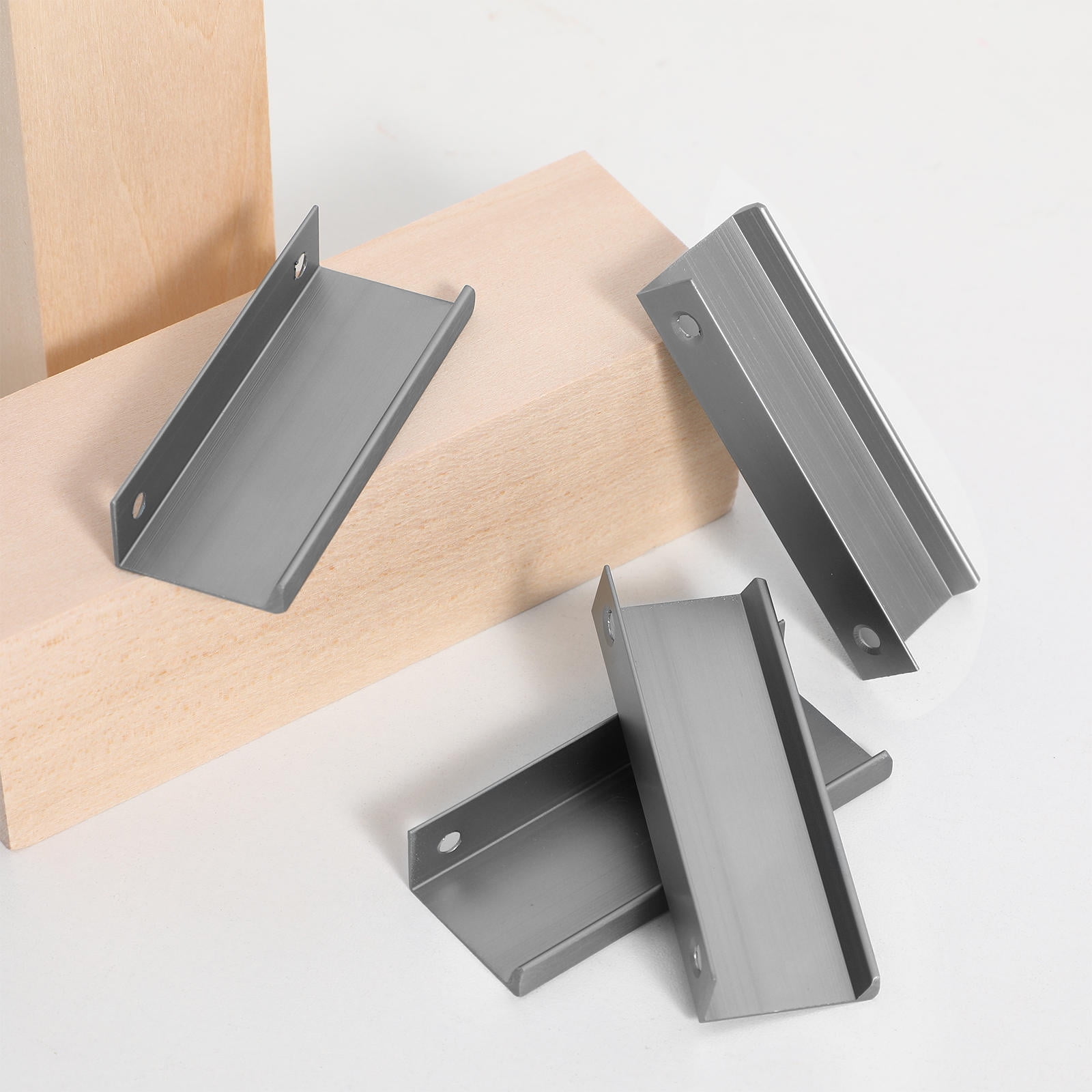 SOPOTUTU 10Pcs Cabinet Edge Pulls Light Grey Sleek Modern Hidden Drawer ...