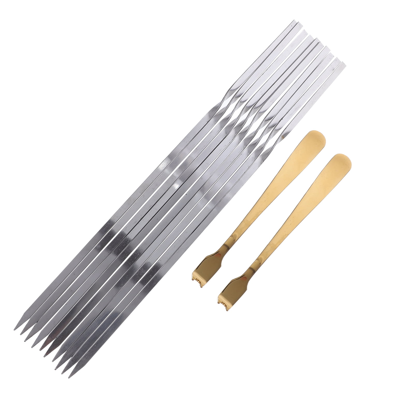 HEMOTON 12 Pcs Camping Barbecue Needle Meat Fork Set BBQ Forks Durable ...