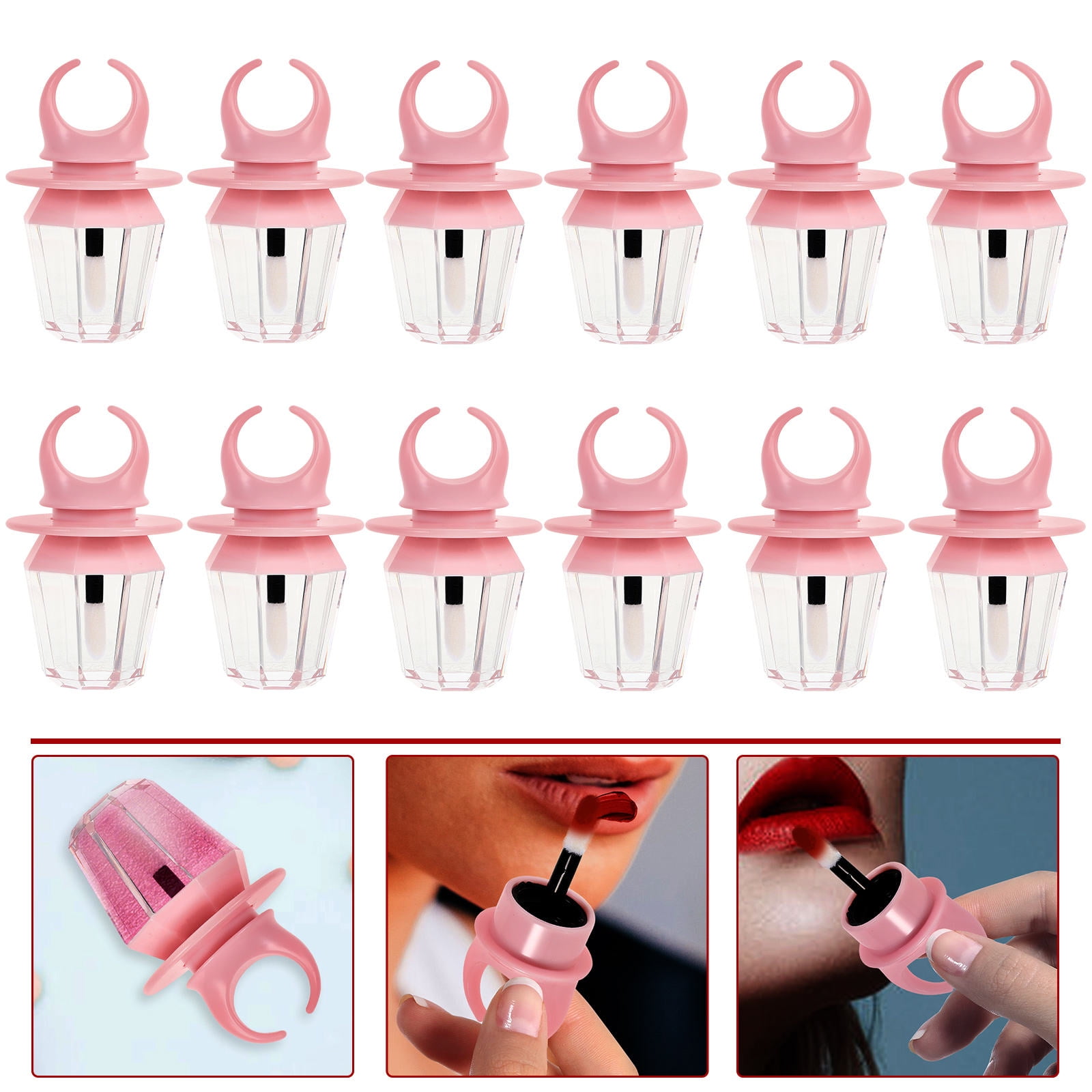HEMOTON 12 Pcs Empty Lipstick Tubes DIY Tinted Stain Beauty Gloss Pink ...