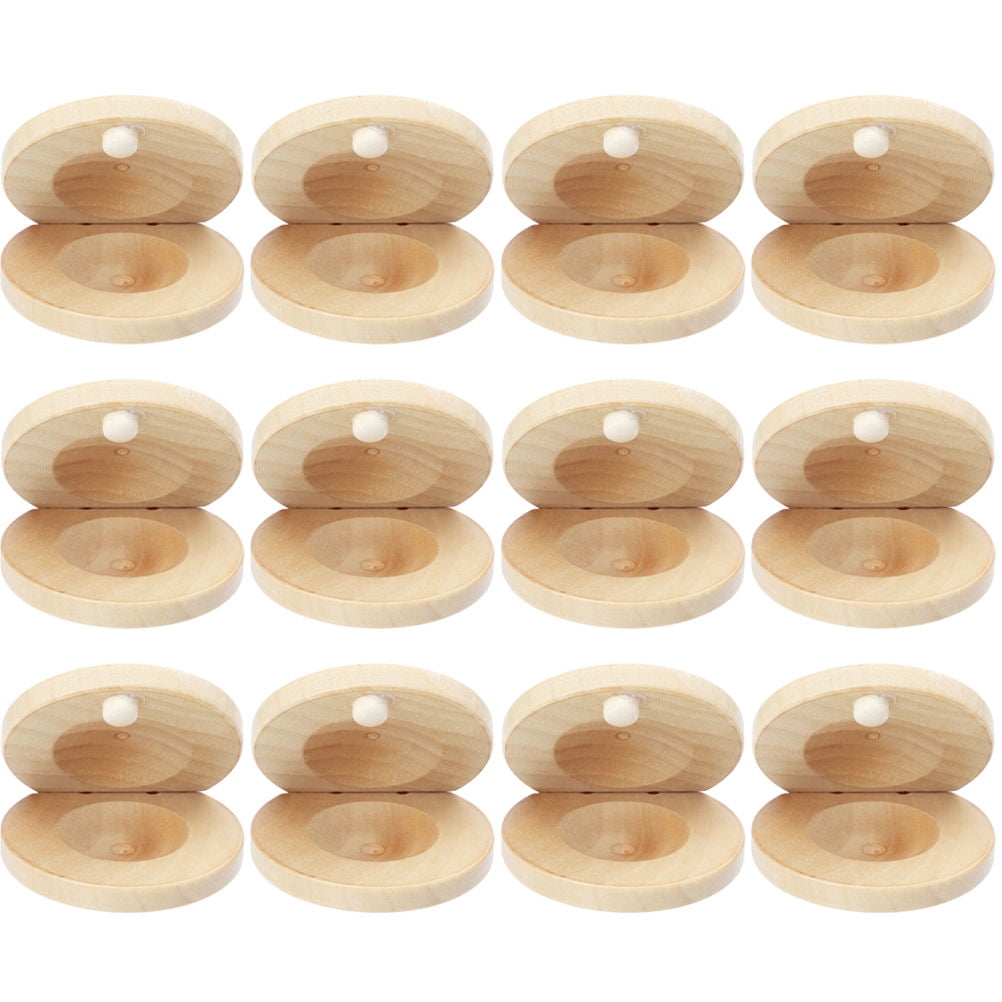 DEEPCRAFF Finger Castanet Rhythm Toy Castanets Wooden Beige 12Pcs 2.2X2 ...