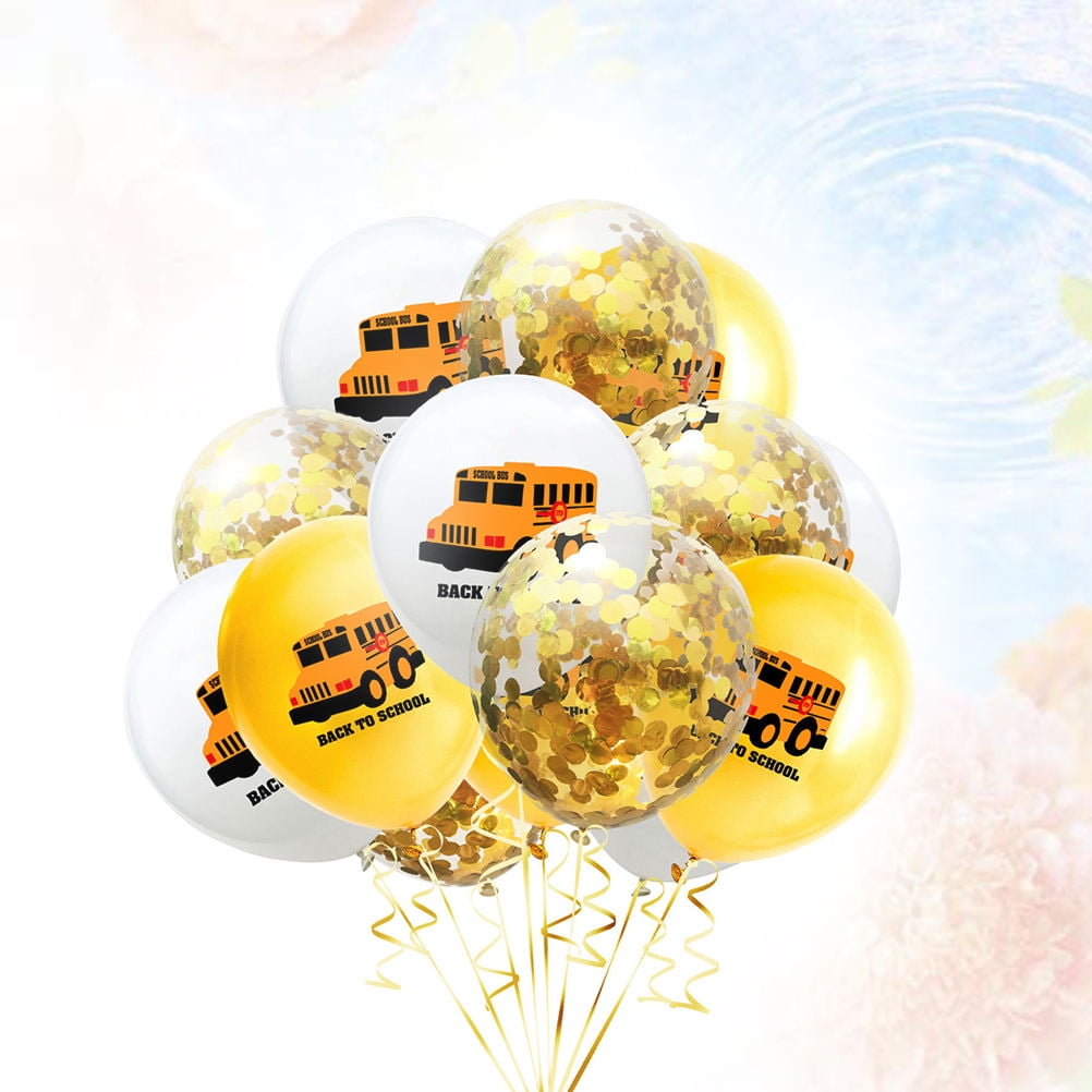 HEMOTON 15 Pcs 12 Inch Balloons Set Back to School Balloons School Bus ...