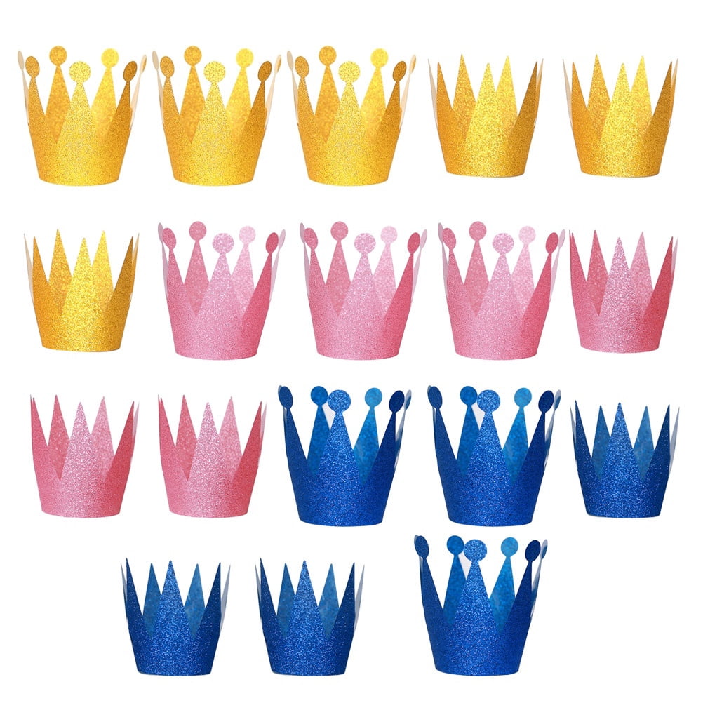 HEMOTON 18pcs Glitter Birthday Crown Hats Party Hats Prince Crowns for ...