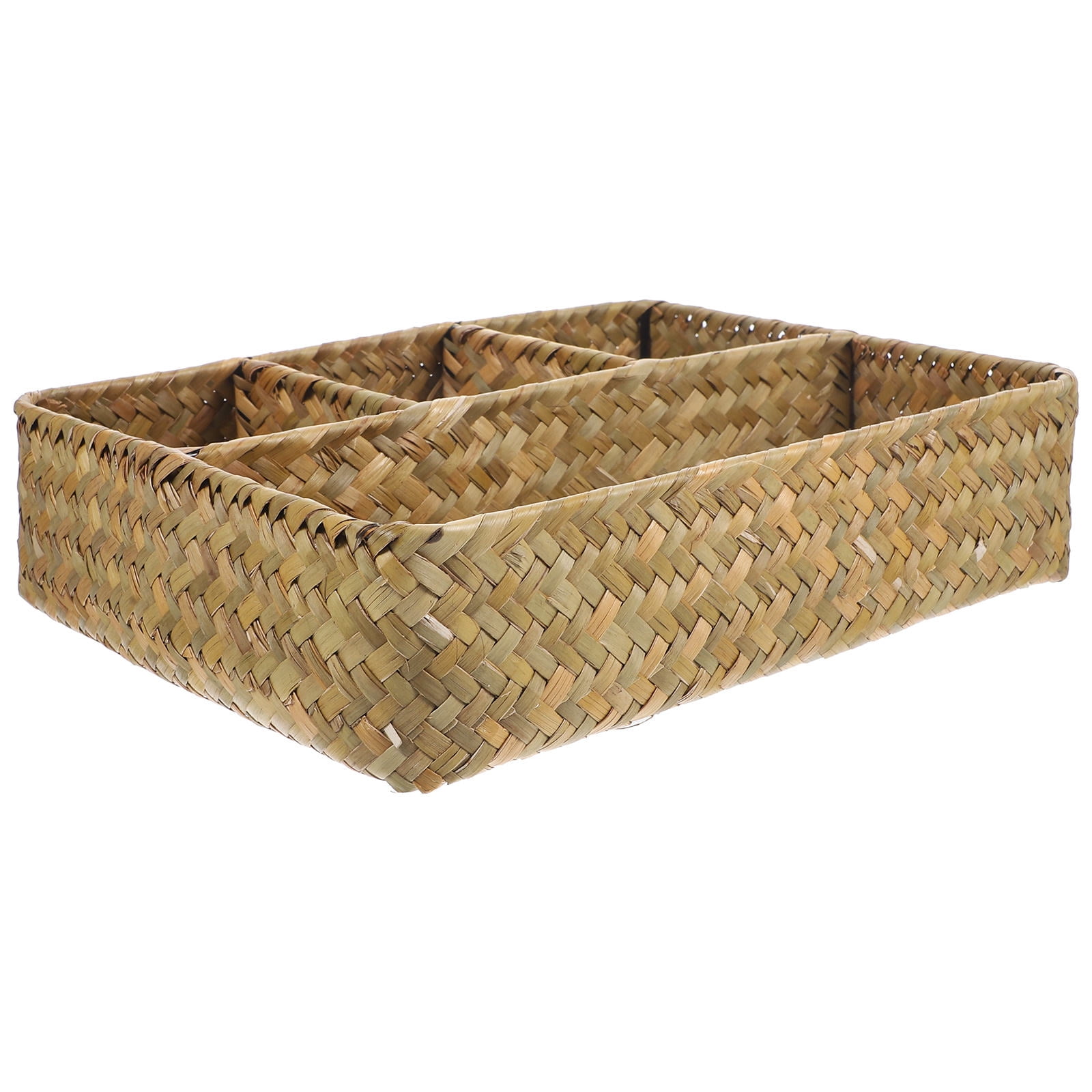 HEMOTON 1Pack Small Organizing Basket Rectangular Light Brown Sea Grass ...