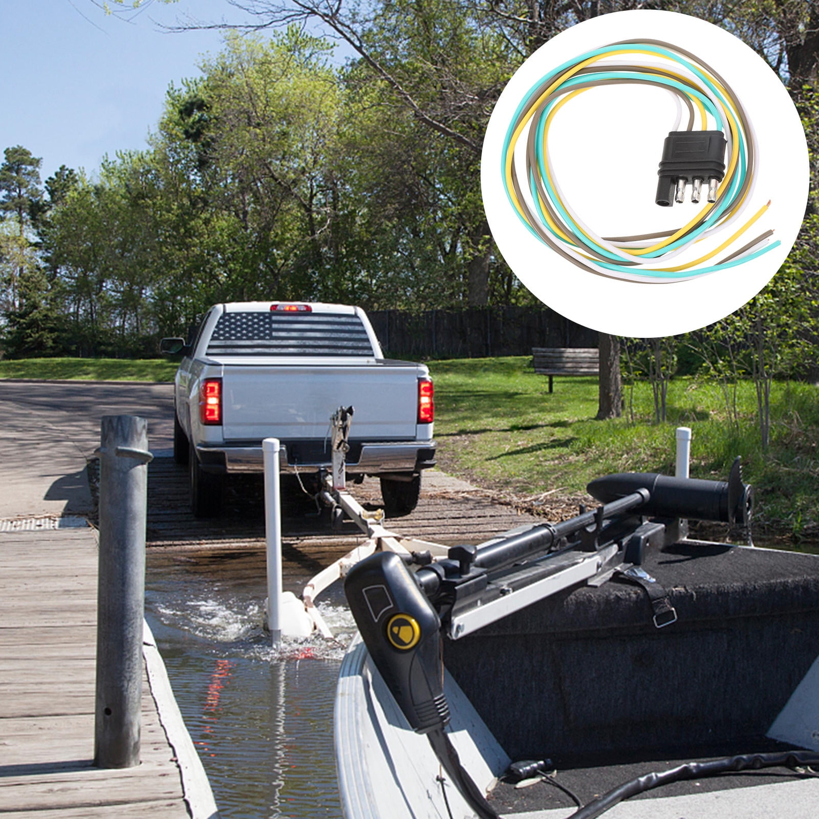 EXHUMKY Trailer Wiring Harness Extension Flat Plastic Copper 1Pack 36 ...