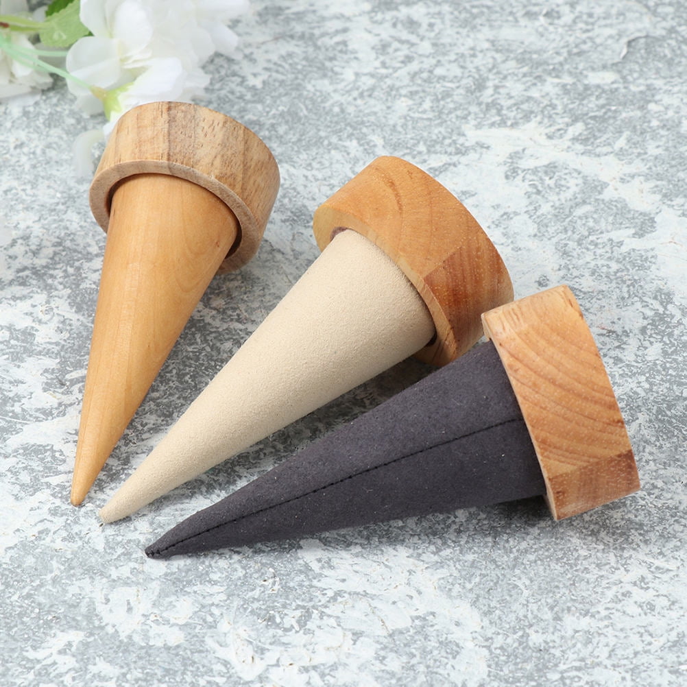 HEMOTON 1Pcs Cone Jewelry Stand Wood Storage Racks Light Yellow Rustic ...