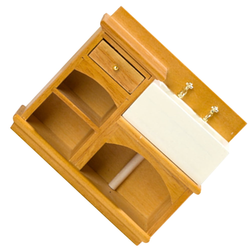 HEMOTON 1Pcs Orange Mini House Wash Basin Cabinet Rectangular Wood ...