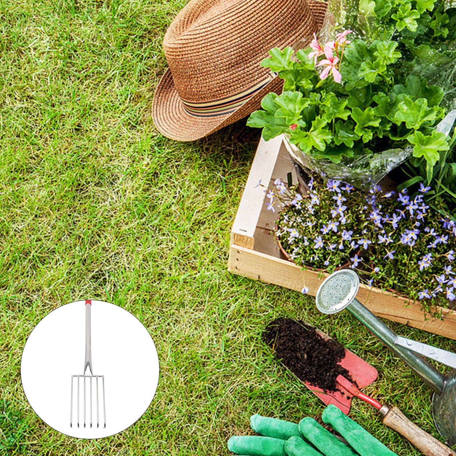 SOPOTUTU Garden Rake Stainless Steel Silver 1Pcs 22.01x3.93x1.77in ...