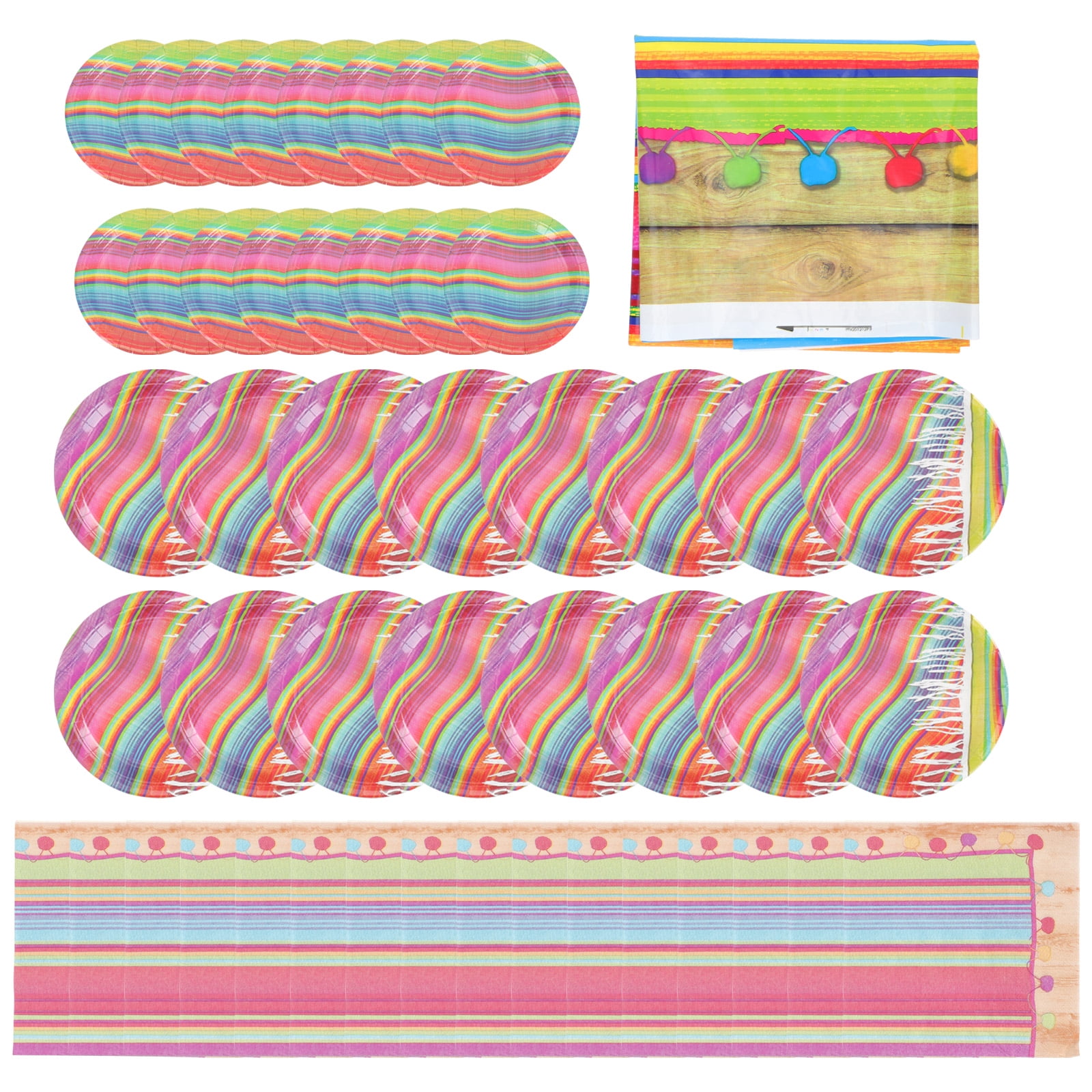 HEMOTON 1Set Mexico Carnival Paper Plate Napkin Tablecloth Party ...