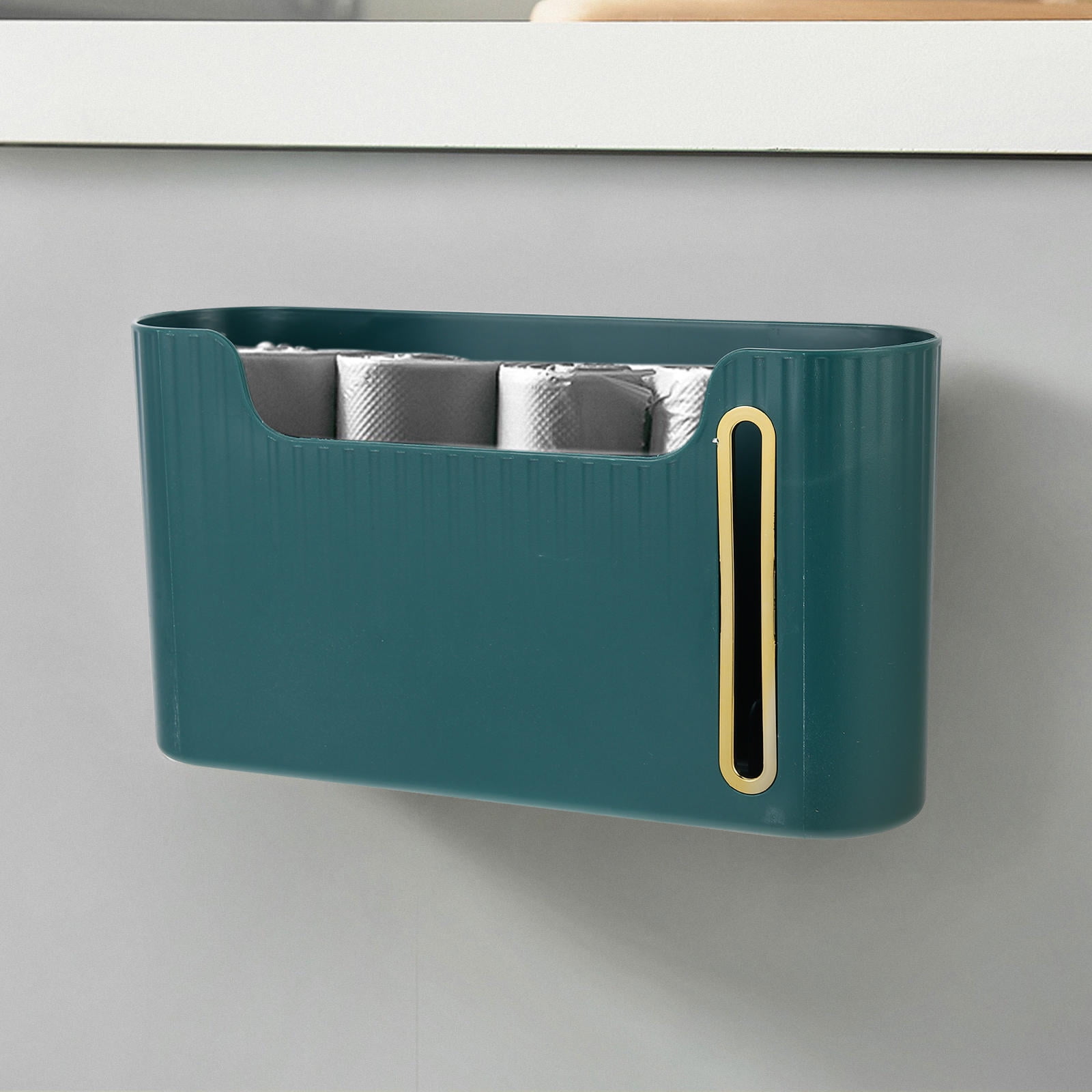HEMOTON 1Set Plastic Bag Holder Green 9.2X2.2X5.1Inch Trash Bag Storage ...