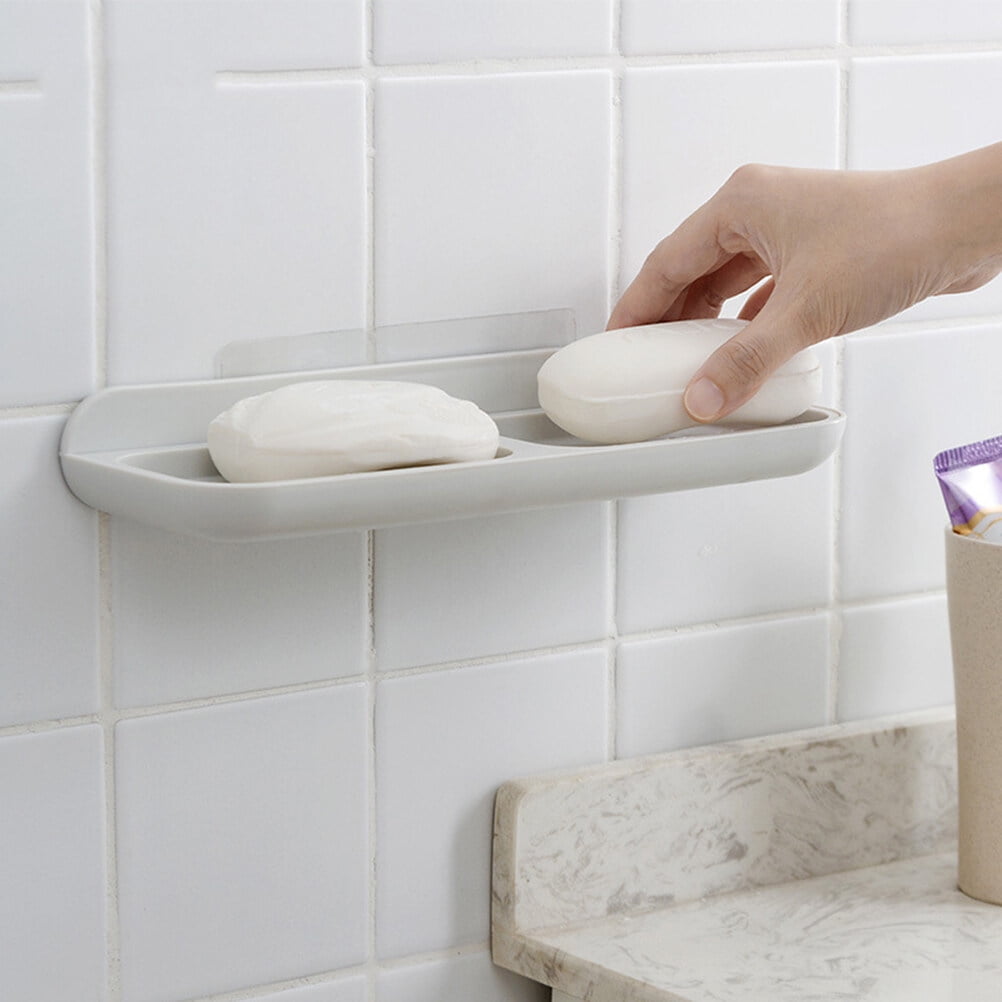 HEMOTON 2 Compartments Soap Rack Dish Double Layer Box Holder for ...