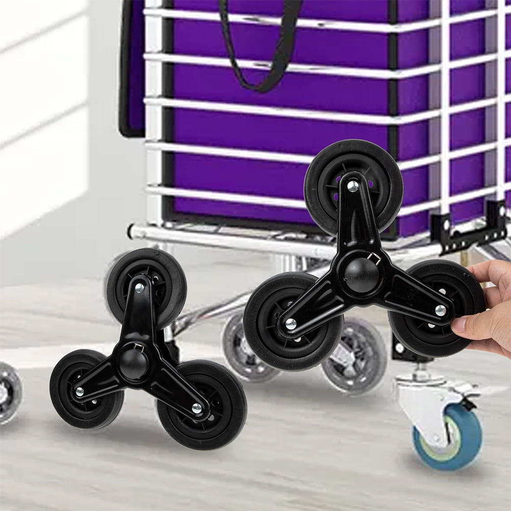 HEMOTON 2 Pairs Stair Climbing Trolley Wheels Triangle Shopping Cart ...