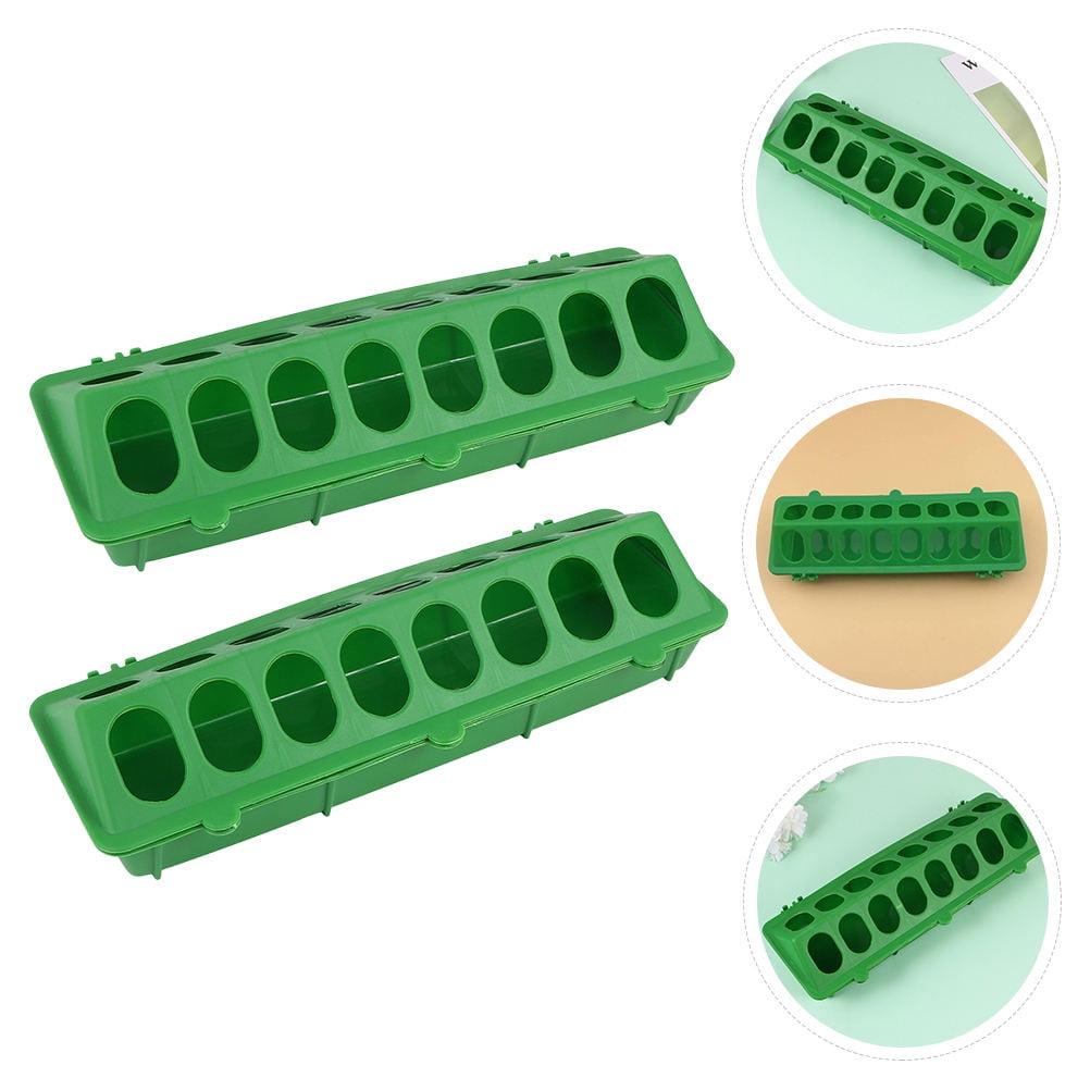 HEMOTON 2 Pcs Bird Cage Tray Bowls Feeding Station Pigeons Baby Green ...