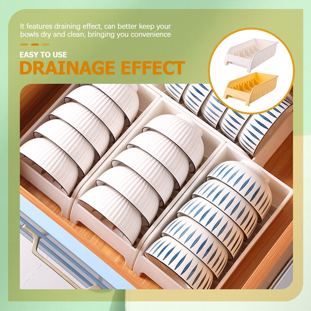 HEMOTON 2 Pcs Dish Rack Dishes Container Bowl Organizer Professional ...