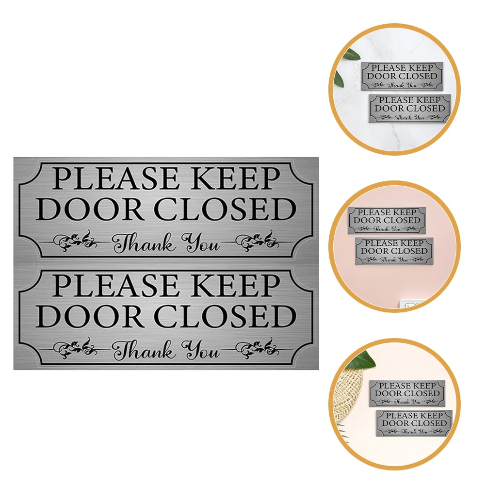 HEMOTON 2 Pcs Door Reminder Sign Please Keep Door Closed Sticker Simple ...