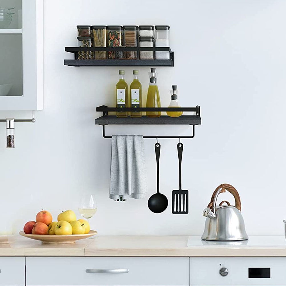 HEMOTON 2 Pcs Floating Cabinet For Wall Hanging Shelf Shelving Unit ...