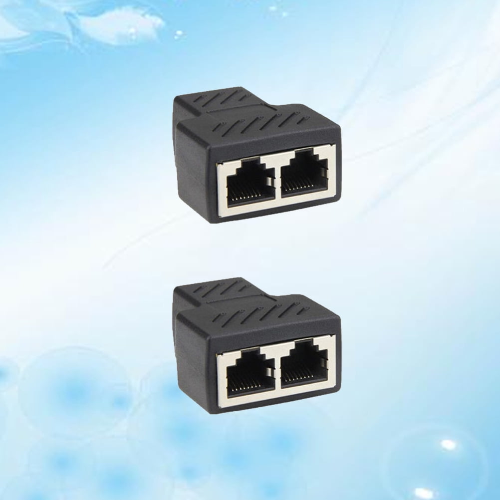 HEMOTON 2 Pcs Internet Cable Splitter Wifi Network Tee Black Connector ...